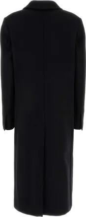 Fendi Double-Breasted Wool Blend Coat - Black