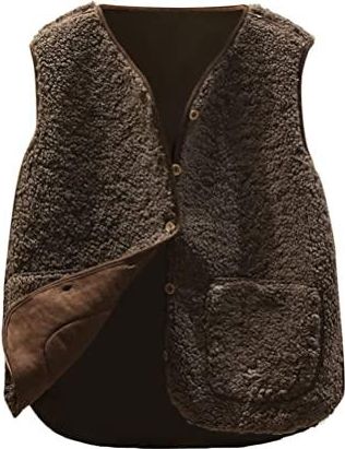 TOMWELL Femme Gilet en Molleton Polaire Veste Élégante Manteaux sans Manche Col Montant Blouson Mode Bouton Matelassée sans Manches Veste avec Poches Automne 
