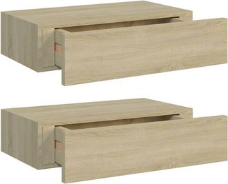 Les Tendances &Eacute;tag&egrave;res &agrave; tiroirs murales 2 pcs Ch&ecirc;ne 40x23,5x10 MDF