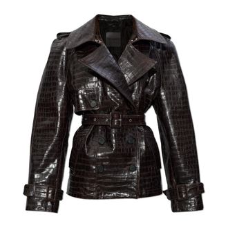 The Attico Femme, Vestes, Noir, Taille: 36 FR Veste en cuir avec ceinture