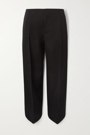 Bottega Veneta Hose Mit Geradem Bein Aus Grain De Poudre Aus Wolle Mit Falten - Schwarz