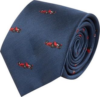 King & Priory Cravate de voiture brod&eacute;e &agrave; chevrons bleu marine Formule 1