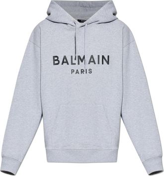 Balmain Homme, Sweatshirts et sweats &agrave; capuche, Gris, Taille: 3XL Sweat &agrave; capuche en coton imprim&eacute;