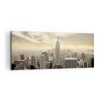 Arttor Wandbilder Dekoration Wohnzimmer Stadt Wolkenkratzer Manhattan New York Bilder auf Leinwand 120x50cm Leinwandbild Schlafzimmer Wand Kunstdruck Art Gro
