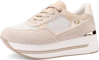 Queen Helena Sneakers Platform Turnschuhe mit Keilabsatz Casual Damen X32-20, beige, 40 EU