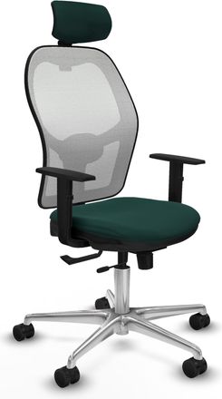 Piqueras y Crespo Ergonomischer B&uuml;rostuhl, Lendenwirbelst&uuml;tze, verstellbare Arme und Kopfteil, h&ouml;henverstellbar und neigbar, ausgestattet mit Syncro/Traslack. Wei&szlig;/Flas