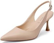 Queen Helena Escarpins femme Slingback avec talon moyen K4612, Nude Pu, 39 EU