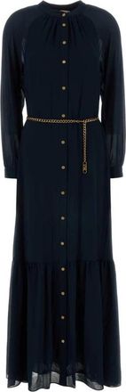 Michael Kors Femme, Robes, Bleu, Taille: 40 FR Robe Maxi Georgette Ceintur&eacute;e