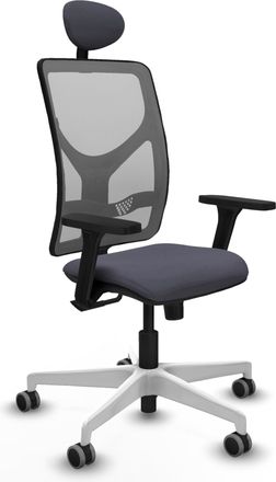 Piqueras y Crespo Grauer Schreibtischstuhl mit 3D-Armlehnen, h&ouml;henverstellbarer Lendenwirbelst&uuml;tze und festem Kopfteil, ausgestattet mit 3 Positionen und Schneideschaum