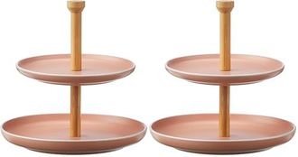 axentia Day Useful Everyday Etagere aus Keramik mit Zwei Etagen, Korall, H&ouml;he 25 cm (Packung mit 2)