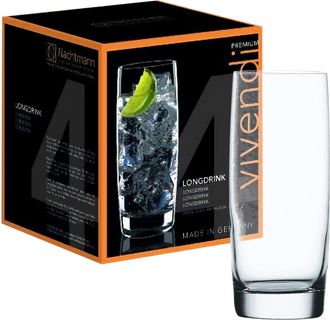 Nachtmann Longdrinkgläser 4er Set, 413 ml, Vivendi, 92041, Cocktailgläser aus Kristallglas, Trinkgläser spülmaschinenfest