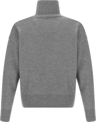 Ami Puff Logo Turtleneck Sweater - Grey