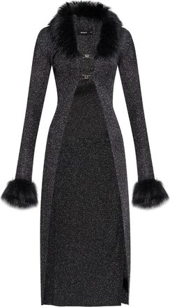 Misbhv Maxi-Cardigan mit Faux Fur-Borte - Grau