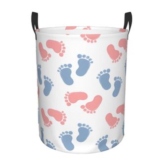 Generic Niedliche Fu&szlig;abdr&uuml;cke W&auml;schekorb Rund W&auml;schek&ouml;rbe Mit Henkel W&auml;schebeh&auml;lter F&uuml;r Decken Spielzeug W&auml;schesack