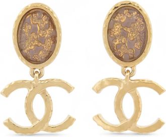 Chanel Ohrringe - NEUE CHANEL CC LOGO H&Atilde;NGENDE OHRRINGE MIT GOLDSTE - Gr. unisize - in Gold - f&uuml;r Damen