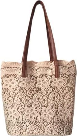 Supvox Paquet &agrave; Bandouli&egrave;re en Dentelle Brod&eacute;e Polyvalent Paquet &agrave; Main Moyen Fermeture Magn&eacute;tique Couleur Beige Abricot pour Shopping Soir&eacute;es et Usage Quoti