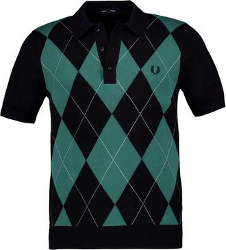 Fred Perry Herren Polo-Shirt schwarz gemustert