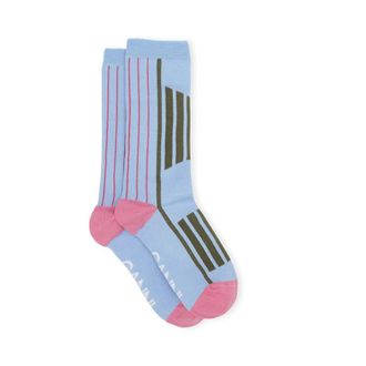 Ganni Femme, Sous-v&ecirc;tements, Bleu, Taille: M/L 4290 Sporty Socks