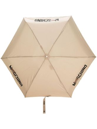 Moschino parapluie compact &agrave; logo imprim&eacute; - Tons neutres