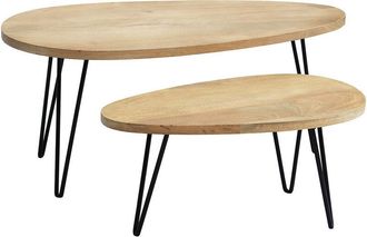 Miliboo Miliboo - Verschachtelte Couchtische aus solidem Mangoholz und Metall (2er-Set) vibes