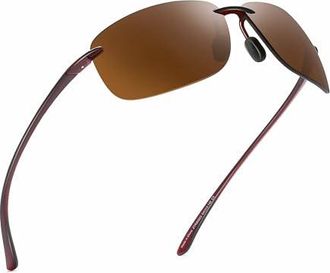 JIM HALO Lunettes de Soleil Sport pour Homme Femme Cadre Incassable TR90 Sans Monture pour Courir P&ecirc;che Baseball Conduite Marron