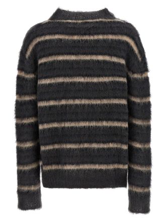 Marni Brushed Mohair Striped Sweater - Black