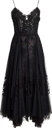 Ralph Lauren Collection robe longue ornée de dentelle - Noir