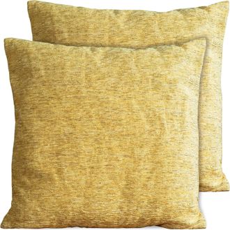 Matches 21 Kissenbezug 45x45 cm gelb weiche Dekokissen f&uuml;r Couch - 2er Set Kissenh&uuml;llen als Sofakissen