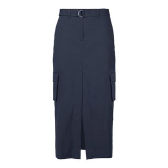 Bomboogie Femme, Jupes, Bleu, Taille: 44 FR Cotton Blend Midi Cargo Skirt