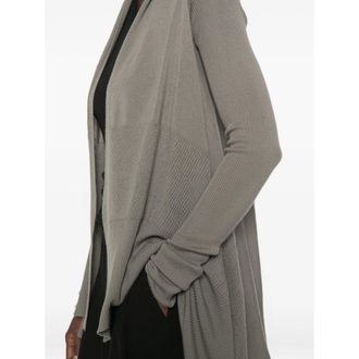 Rick Owens Ribbed Shawl Lapel Cardigan - Gray