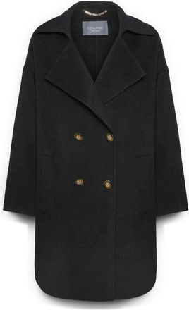 Elena Miro Femme, Manteaux, Noir, Taille: 42/44 FR Caban Tailleur &agrave; Col Large