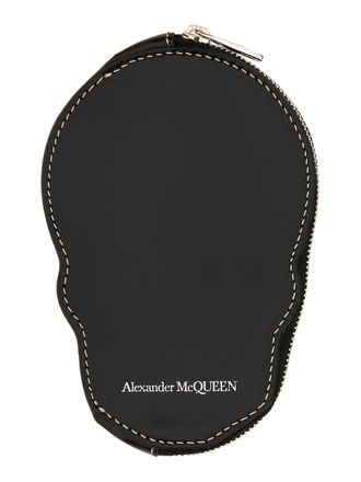 Alexander McQueen Skull-Embossed Calf Skin Card Case - Black