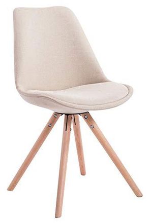 Clp Chaise De Salle A Manger Toulouse en Tissu I Chaise Design Scandinave Dossier Et Assise Rembourr&eacute;s I Pieds en Bois Ronds, Couleur:cr&egrave;me, Couleur du Ca