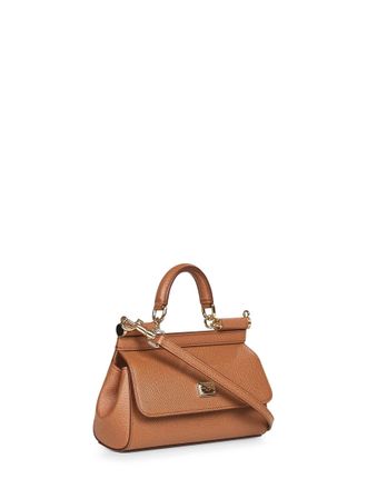 Dolce & Gabbana Womens Handbag Sicily Camel Calf Leather Handbags Hand Bags