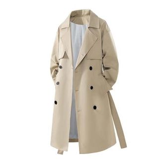 Generic Manteau Homme Hiver,Manteau trench crois&eacute; demi-long ample pour homme - automne-hiver tendance et confort assur&eacute; (Khaki, XXL)
