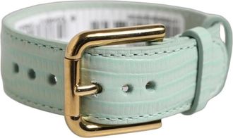 Dolce & Gabbana Texturierter Lederg&uuml;rtel mit goldener Schnalle - - Accessories - Damen - Gr&uuml;n - ONE SIZE