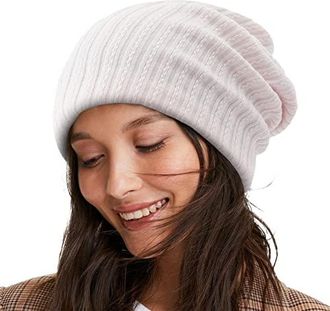 Generic Bonnet Femme Hiver Bonnet Femme Chapeau Femme Hiver Confortable Classique - Bonnet C&ocirc;tes Torsad&eacute;es &Eacute;pais Hiver, Tricot Chunky Doux et Mignon, Id&eacute;al po