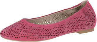 Caprice Damen Ballerinas aus Leder mit Lochmuster, Rosa (Pink Suede), 37.5 EU