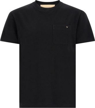 Valentino Garavani Homme, Tops, Noir, Taille: XL T-shirt en coton VGold
