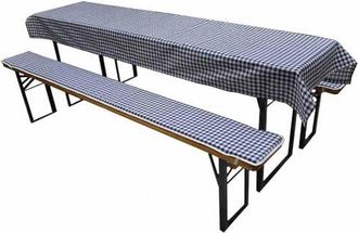 Siena Garden Auflagen zu Festzeltgarnitur 3tlg, blau-wei&szlig; Bezug aus 35% Baumwolle/65% Polyester, Dessin 001, Farbe blau-wei&szlig;