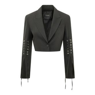 Pinko Pinko, Femme, Vestes, Noir, Taille: 40 FR Corvette Cropped Blazer
