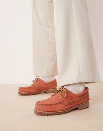 Timberland Authentic - Chaussures bateau à 3 paires doeillets - Rouge pastel