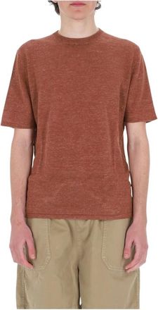 Roberto Collina Homme, Tops, Brun, Taille: XL T-shirt melange in lino-cotone
