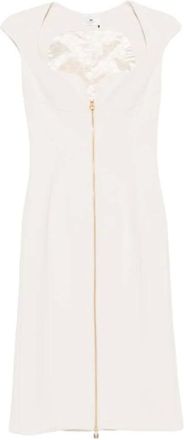 Elisabetta Franchi Femme, Robes, Blanc, Taille: 42 FR Abito Midi Cerniera