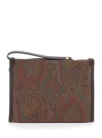 Etro Womens Clutch Arnica Brown Cotton Bags