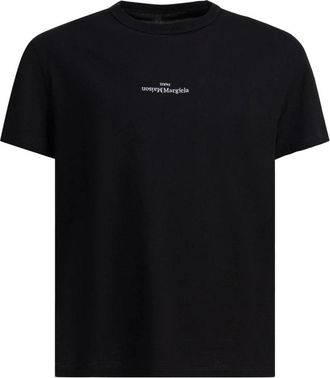 Maison Margiela Homme, Tops, Noir, Taille: L T-Shirt Logo Distordu