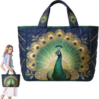 Generic Sac fourre-tout matelass&eacute;, sac &agrave; bandouli&egrave;re en coton matelass&eacute; floral, sac &agrave; main pour femme, sac &agrave; main rembourr&eacute; doux, grande capacit&eacute;, sac fourre-