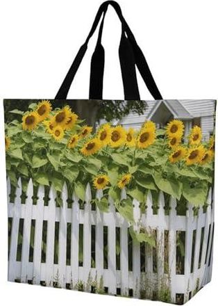 Generic Tournesols Cl&ocirc;ture Blanche Sac A Main Femme L&eacute;ger Sacs De Courses Pliable Sac A Main Femmes Pour Shopping Plage Voyage