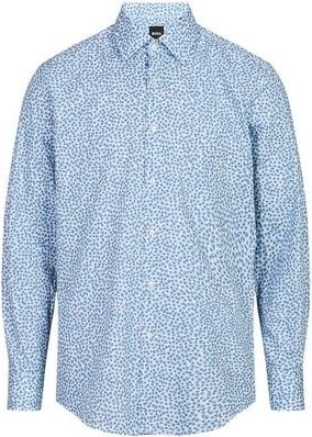 HUGO BOSS Chemise manches longues &agrave; fleurs en coton m&eacute;lang&eacute;