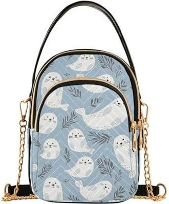 Mnsruu Petit sac &agrave; bandouli&egrave;re dr&ocirc;le de dauphin sceau petit sac &agrave; main en cuir pour femme